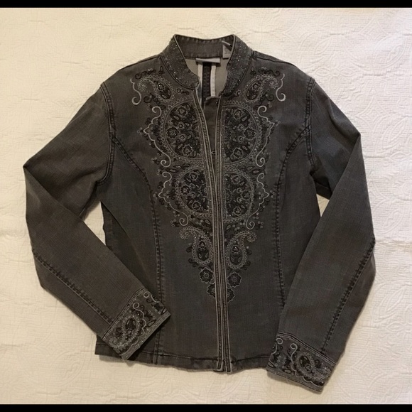Chico's | Jackets & Coats | Chicos Embroidered Denim Jacket | Poshmark